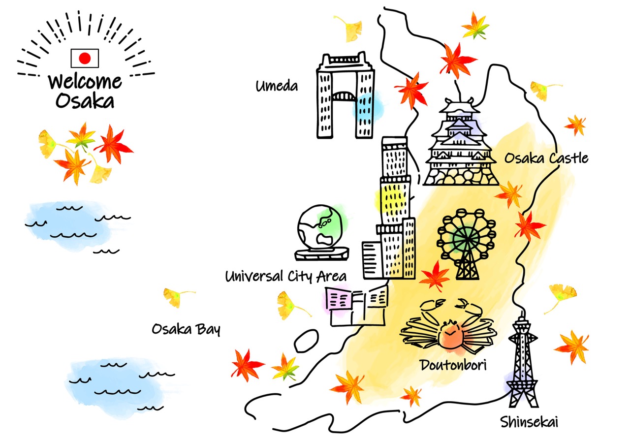 【大阪旅遊地圖】大阪自由行超實用景點導覽 免費下載！ | 步步日本